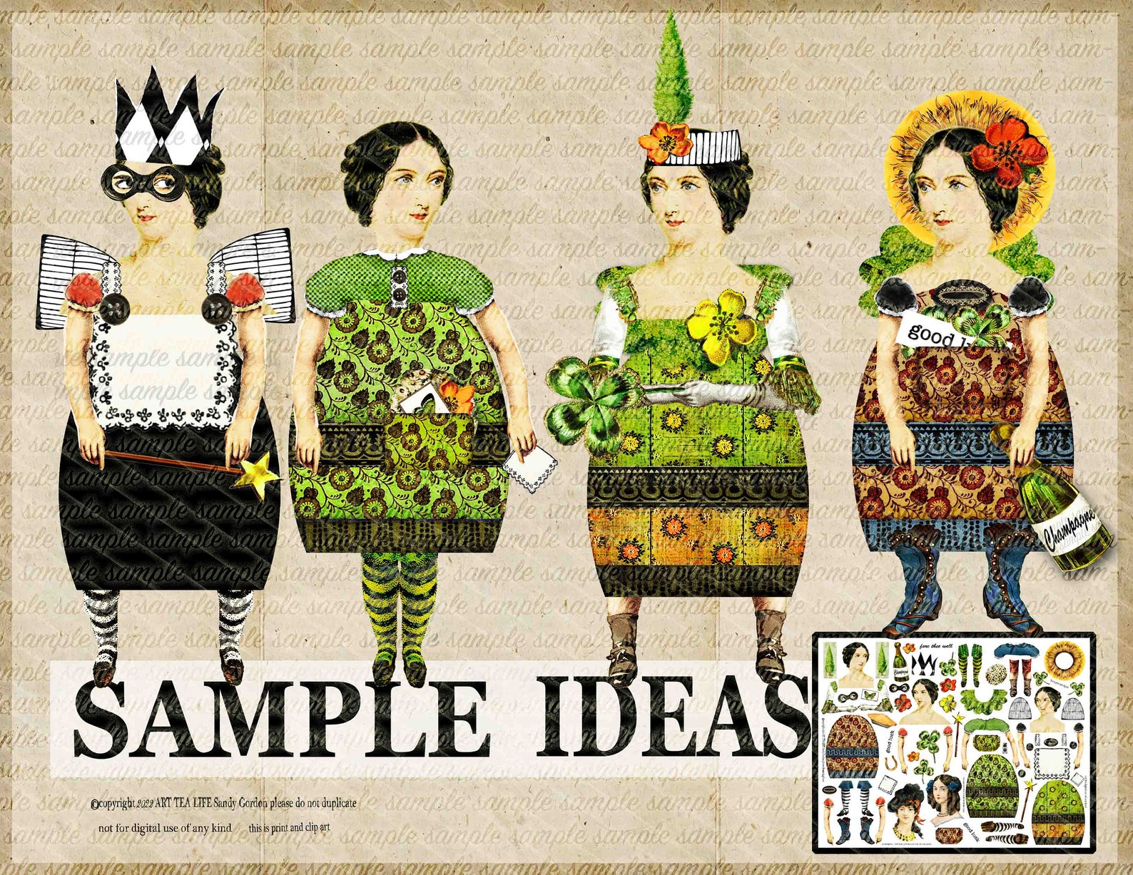 ART TEA LIFE the Outlander Paper Dolls Collage Sheet Printable - Etsy