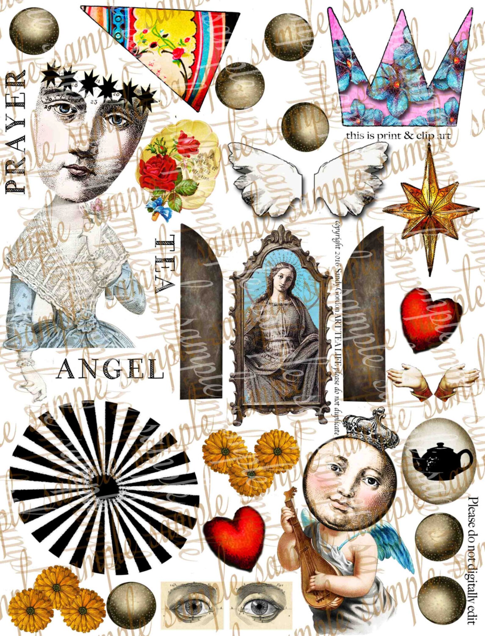 ART TEA Life Say a Little Prayer Collage Sheet Digital File - Etsy