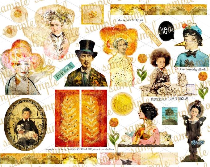 ART TEA LIFE Stay Well Vintage Photo Collage Sheet Digital File Gift ...