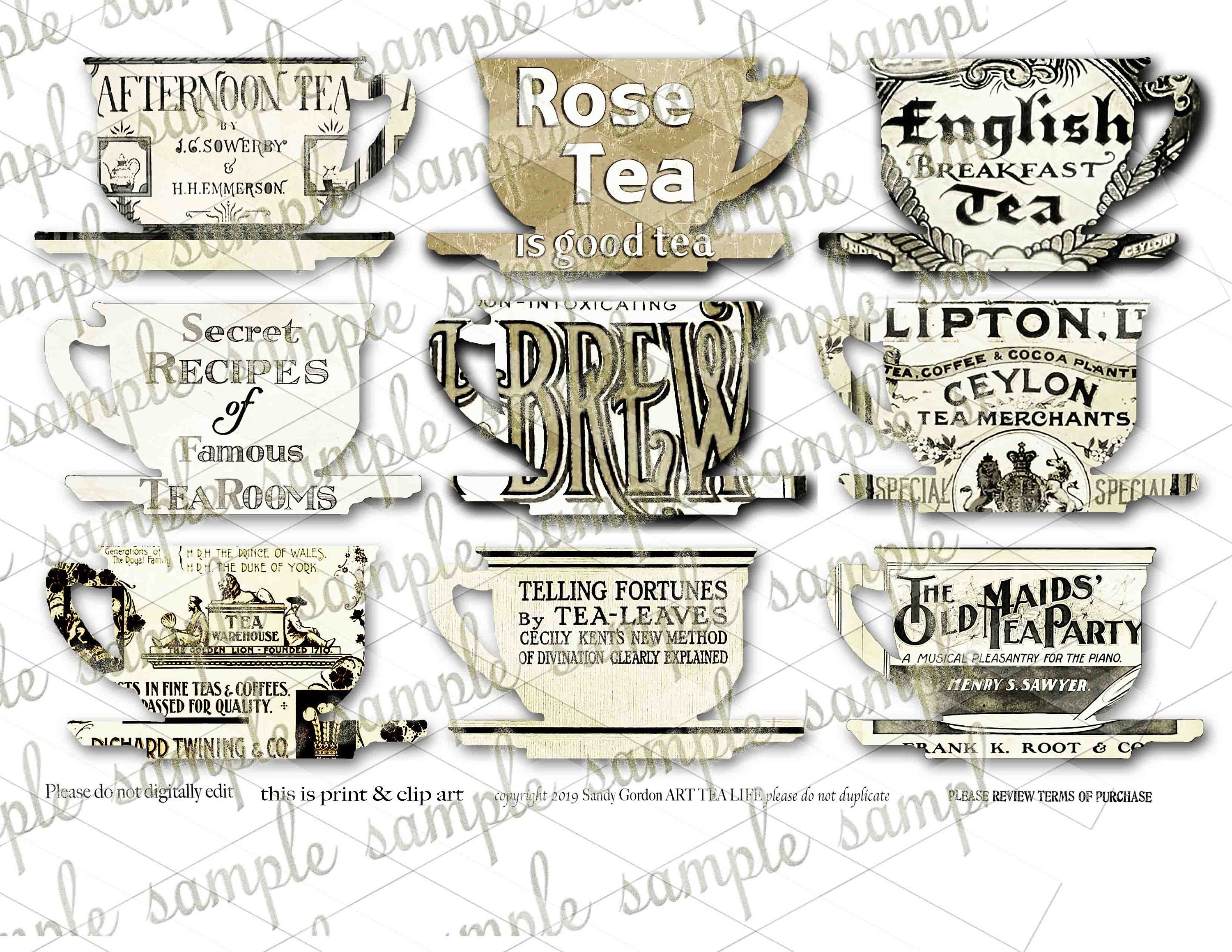 ART TEA LIFE Tea Set 3 Sheet Set Collage Digital File Gift Tag - Etsy