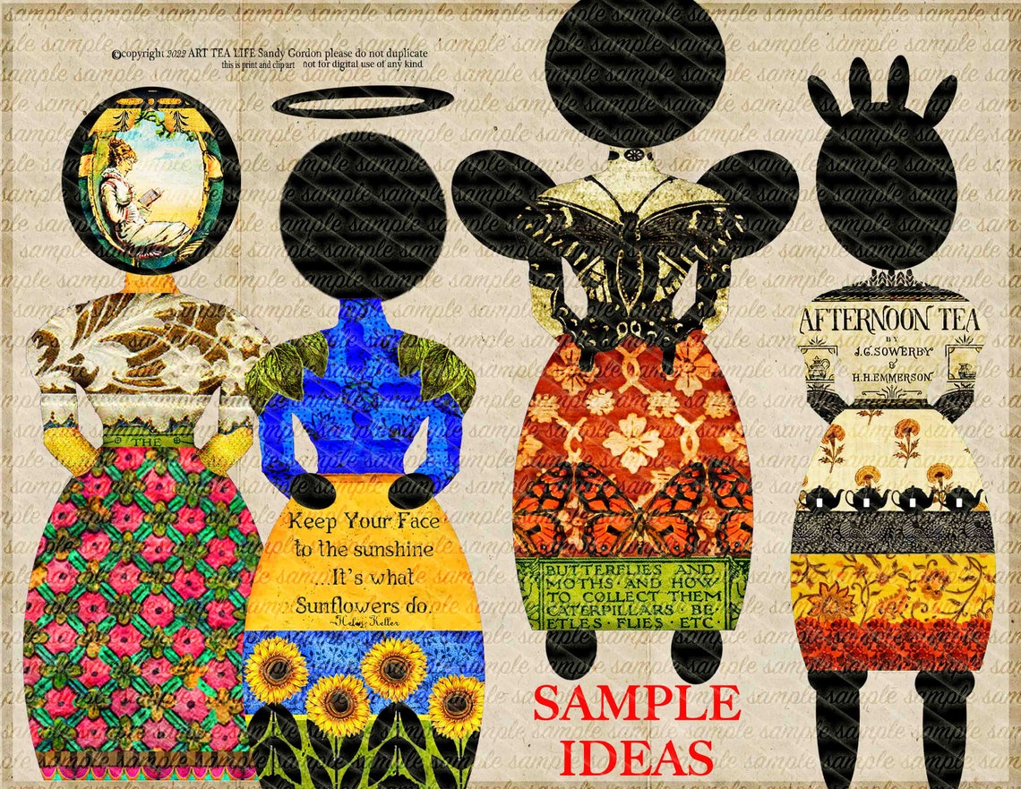 ART TEA LIFE Dress Date Collage Sheet Journal Parts Paper - Etsy