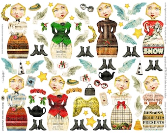 ART TEA LIFE Make Me an Angel Paper Doll Ornament Collage Sheet Digital ...
