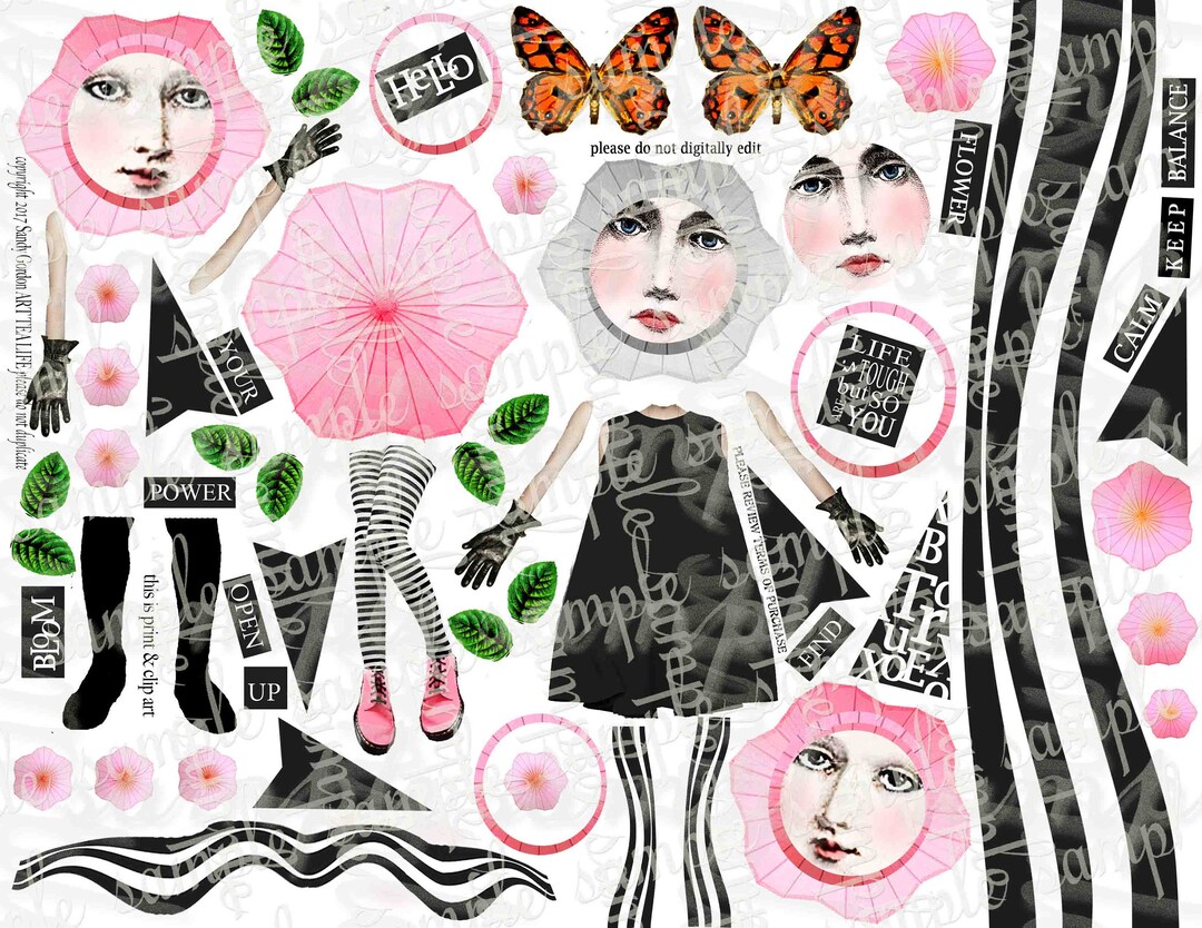ART TEA Life Joynalling Paper Dolls Collage Sheet Digital File ...