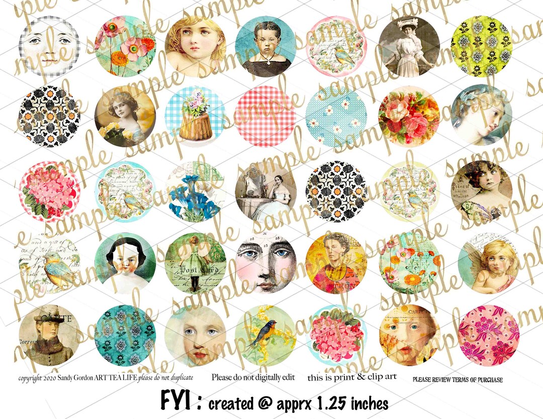 ART TEA LIFE Little Circles Collage Sheet Journal Scrapbook - Etsy