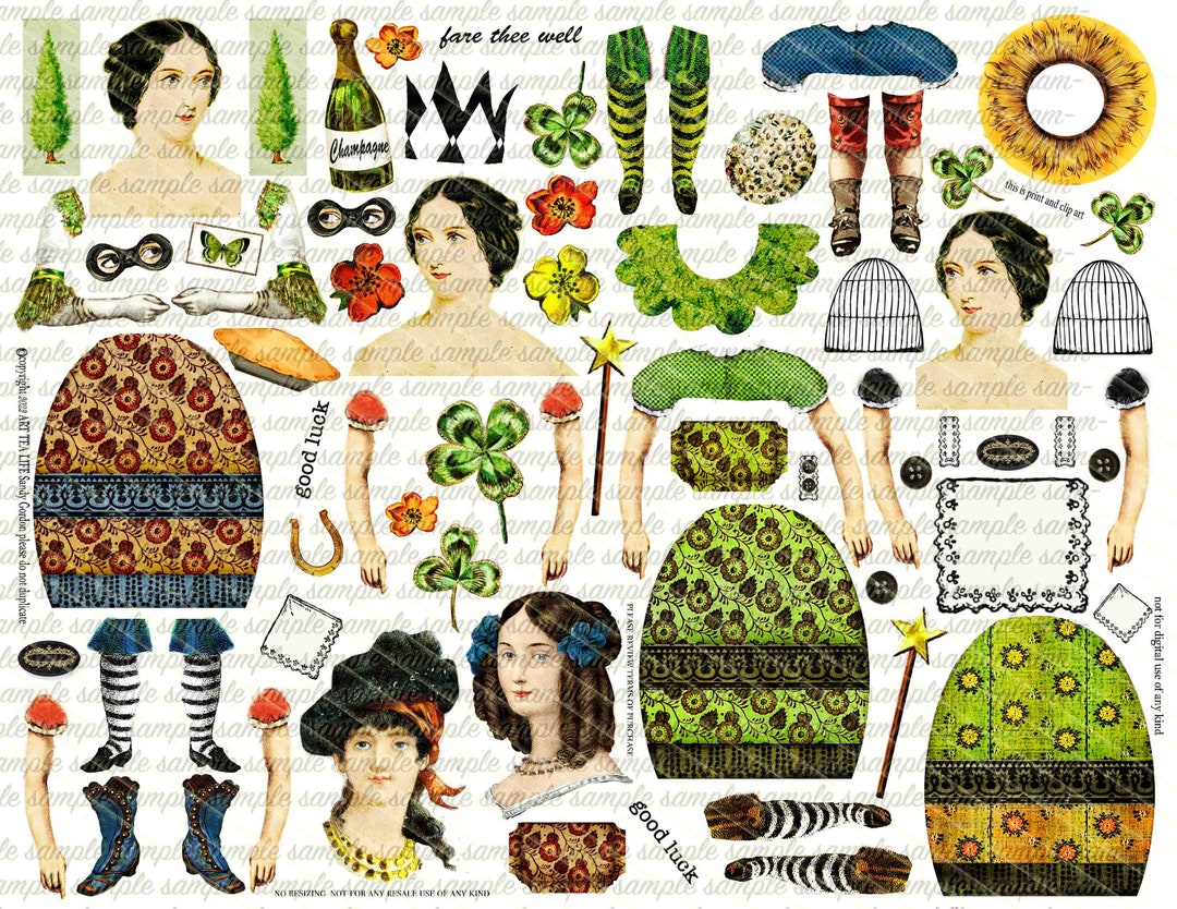 ART TEA LIFE the Outlander Paper Dolls Collage Sheet Printable Download ...