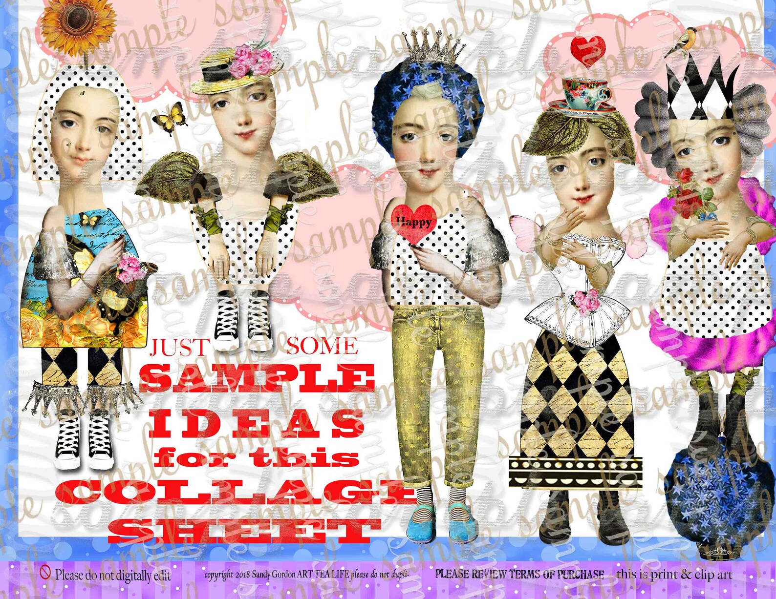 ART TEA Precious Paper Doll and Journal Parts Collage Sheet | Etsy