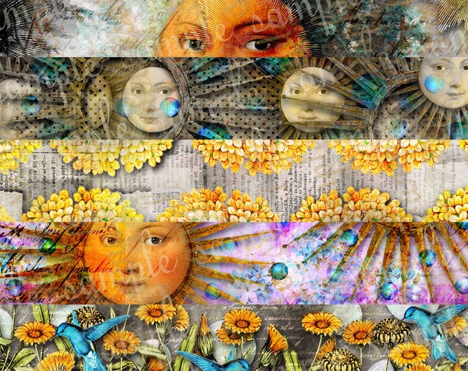 ART TEA LIFE Strip Set Moody Collage Sheet Digital File Band - Etsy