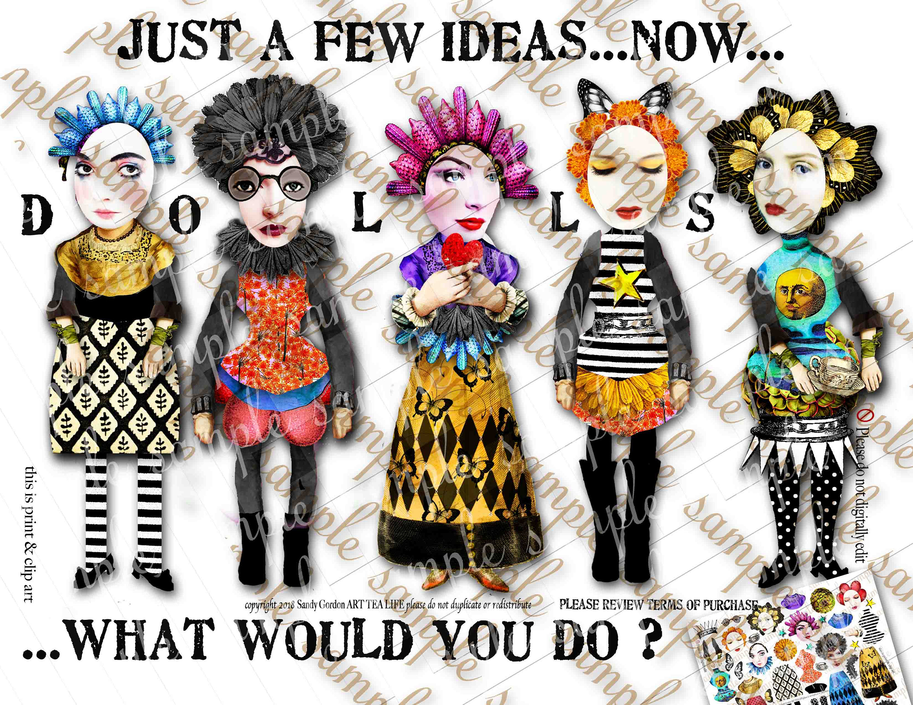 ART TEA LIFE Star Queen Paper Dolls Collage Sheet Journal - Etsy