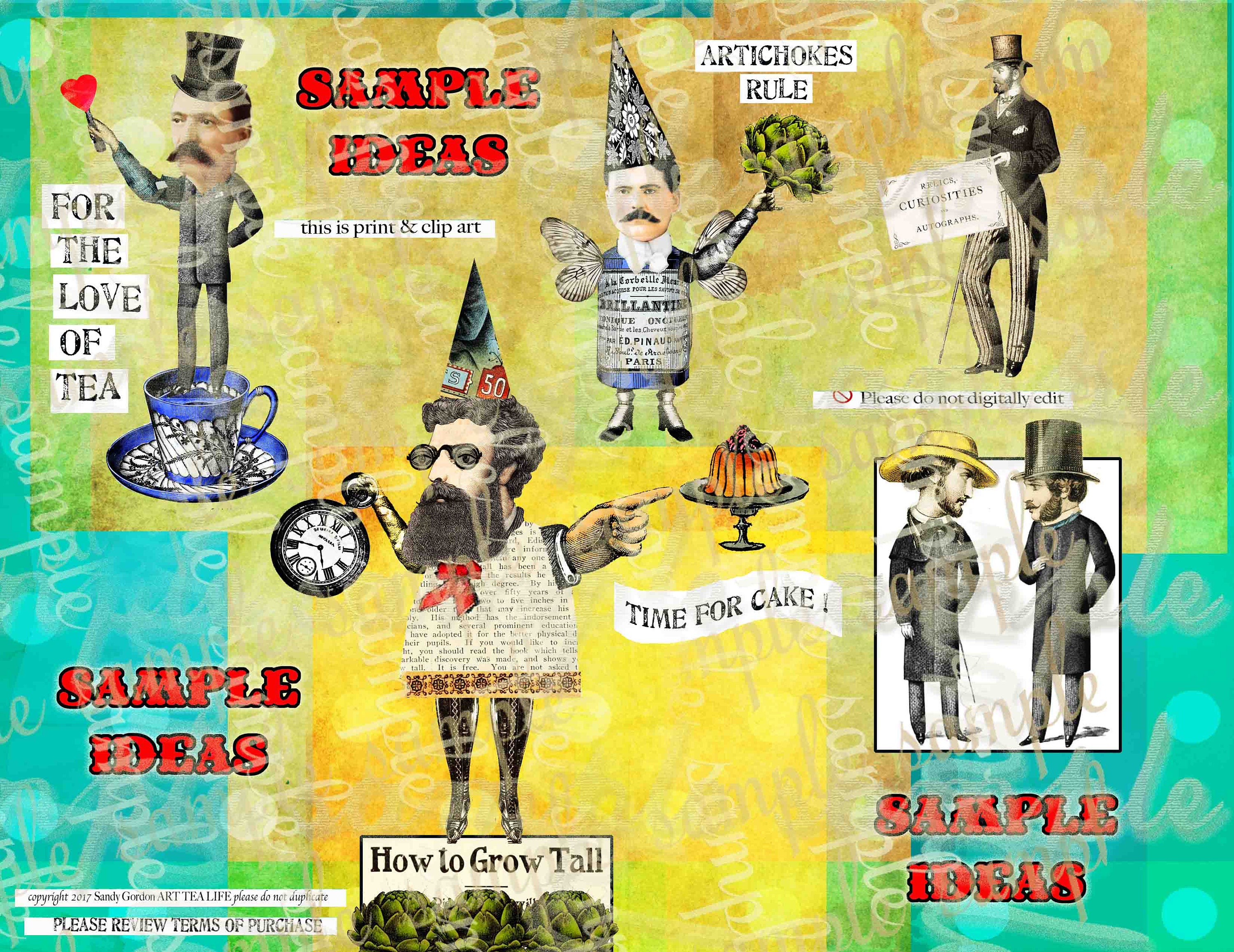 ART TEA Life Hello Man Collage Sheet Printable Download - Etsy