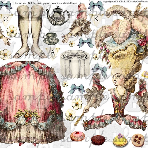 Marie Antoinette Paper Doll Printable Digital Download | Etsy