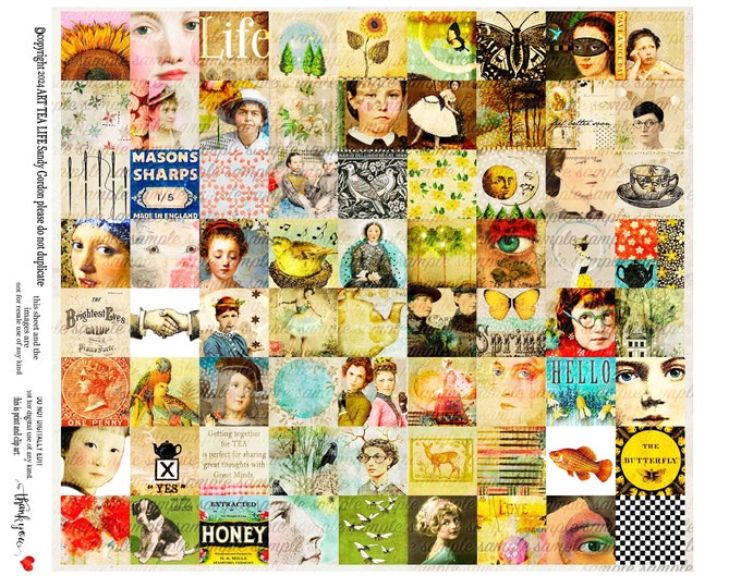 ART TEA LIFE Sweet Tweets Paper Doll Collage Sheet Set Printable ...