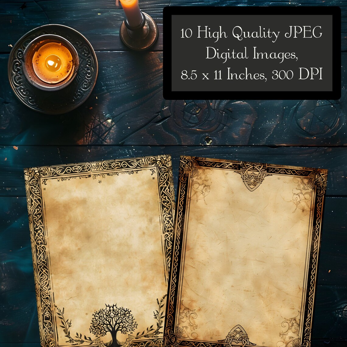 Old Norse Border Junk Journal Papers, Viking Frame Scrapbook Pages ...