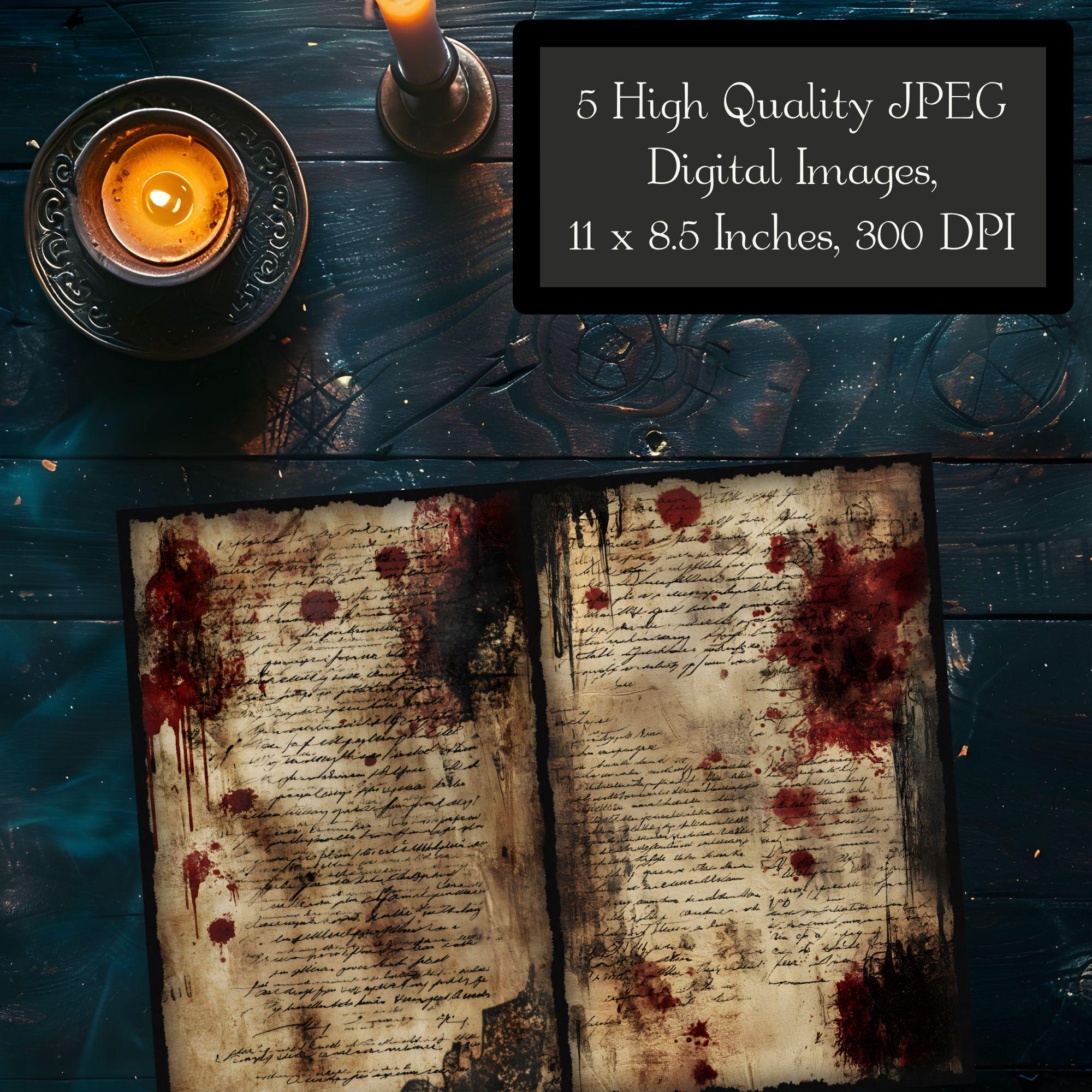 Bloody Pages Junk Journal Papers, Blood Stained Scrapbook Sheets ...