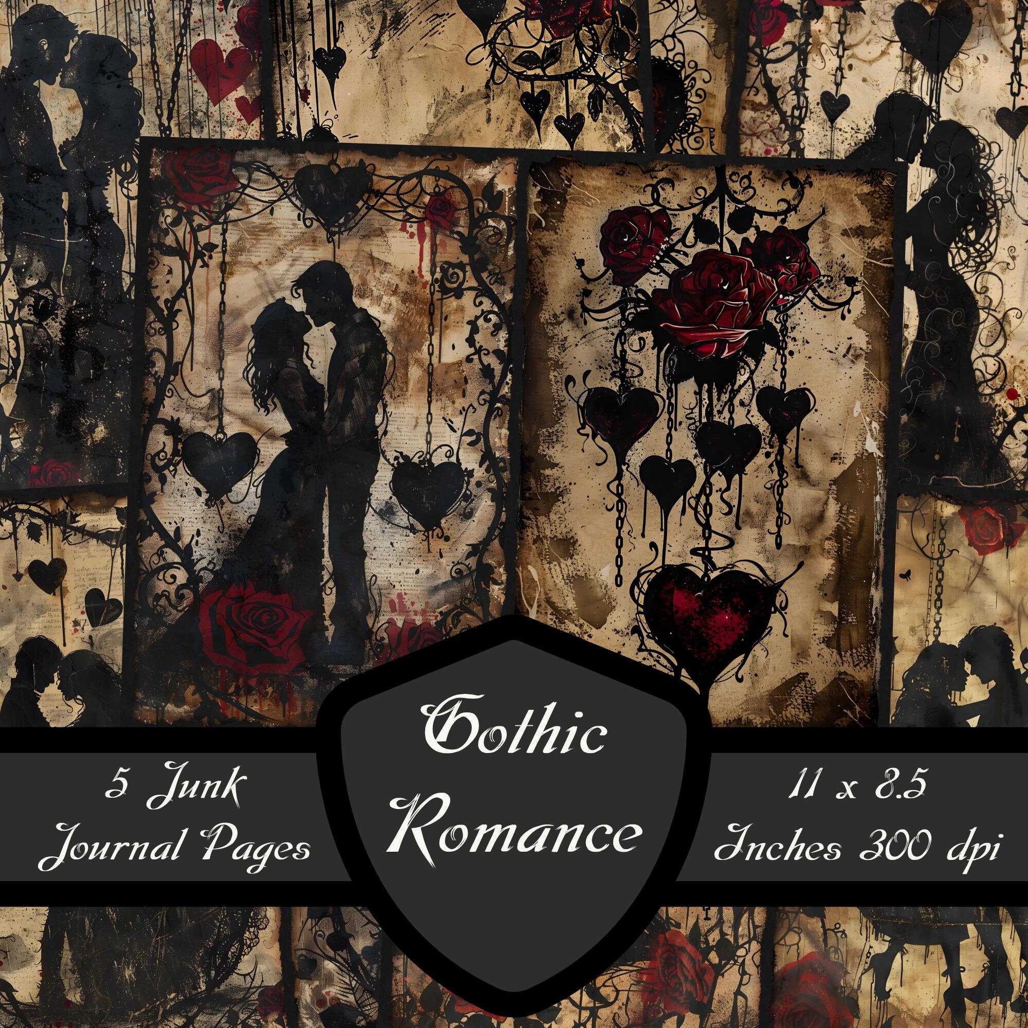Gothic Romance Junk Journal Pages, Dark Love Scrapbook Paper Victorian ...