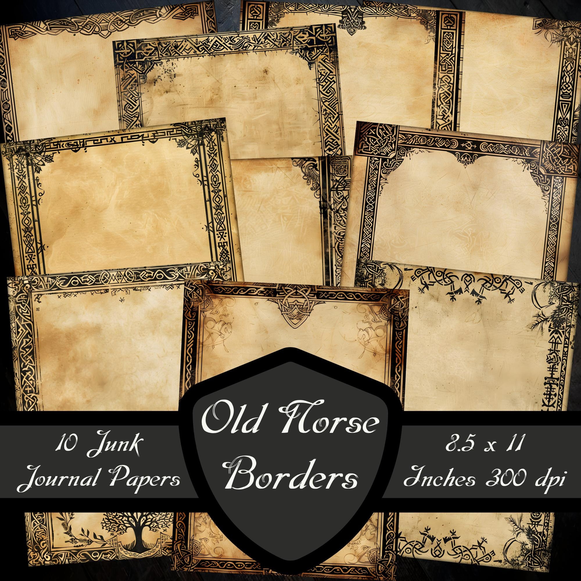 Old Norse Border Junk Journal Papers, Viking Frame Scrapbook Pages ...