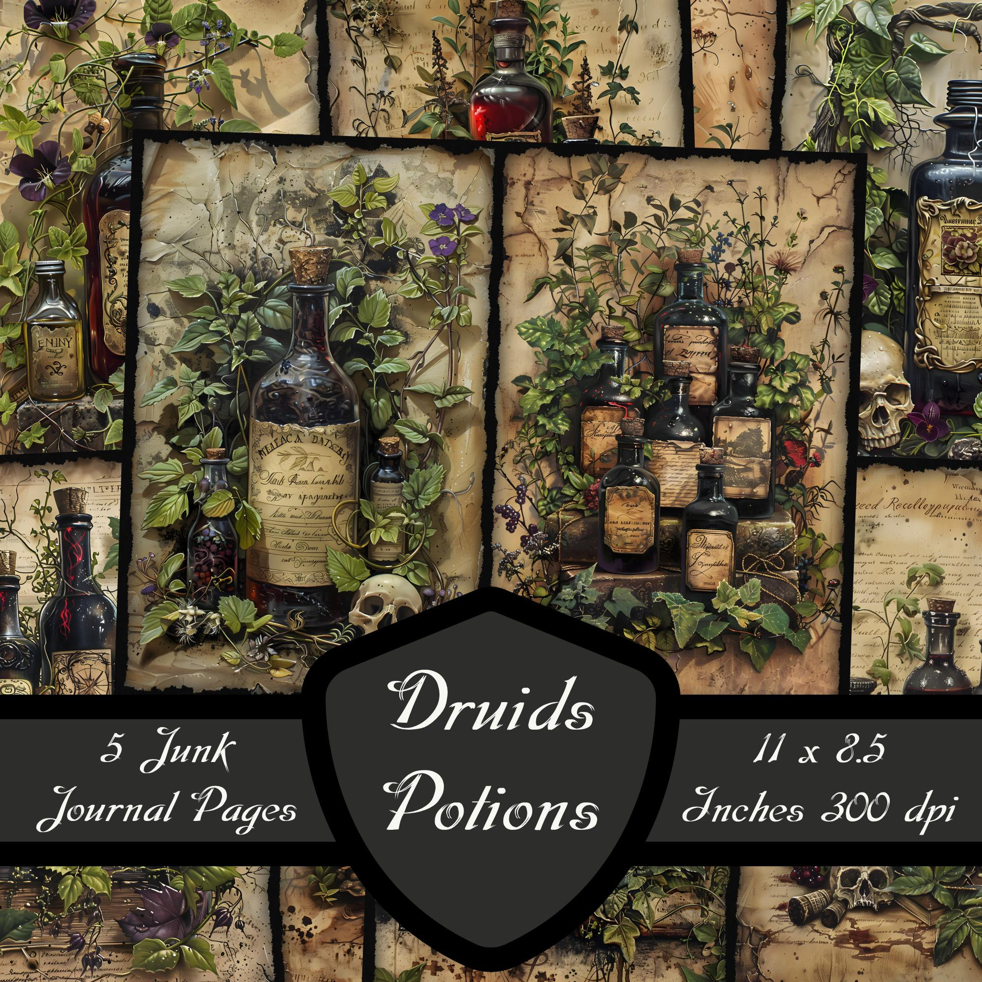 Druids Potions Junk Journal Pages, Mystic Apothecary Scrapbook Papers ...