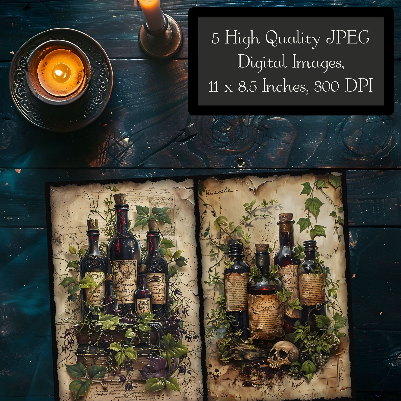 Druids Potions Junk Journal Pages, Mystic Apothecary Scrapbook Papers ...