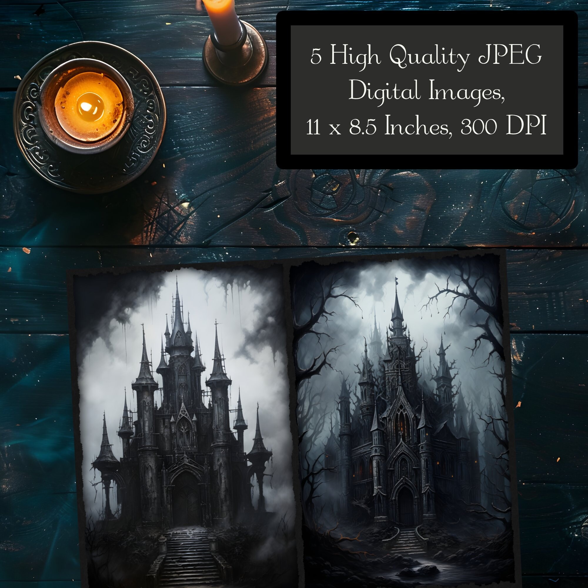 Gothic Castle Junk Journal Pages, Dark Fortress Scrapbook Paper ...