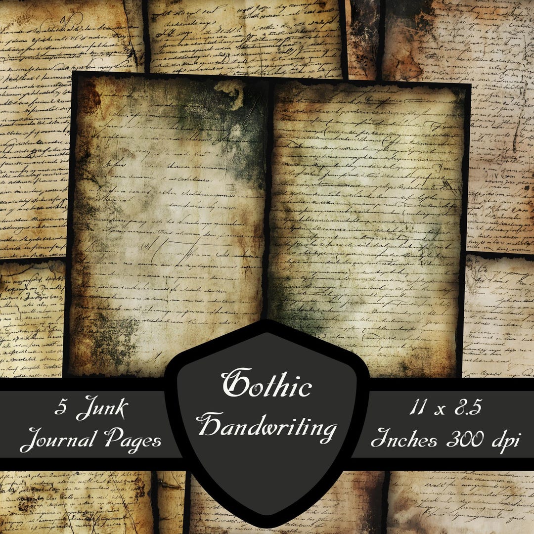 Gothic Handwriting Junk Journal Pages, Antique Letters Scrapbook Papers ...