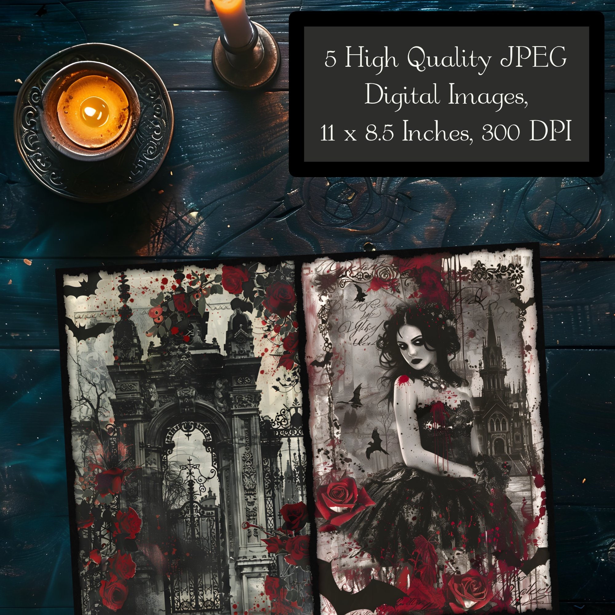 Victorian Vampire Junk Journal Pages, Gothic Dracula Scrapbook Paper ...
