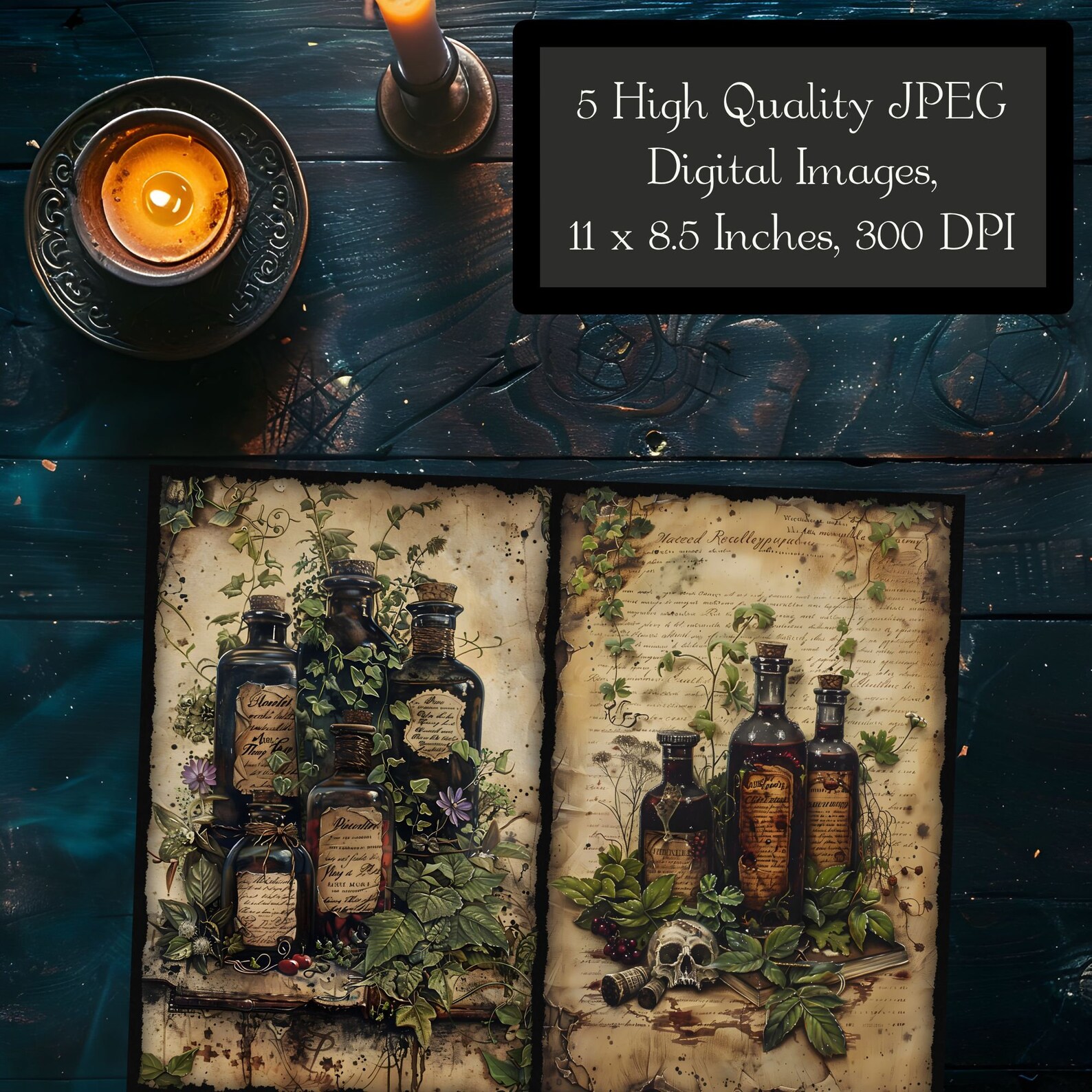 Druids Potions Junk Journal Pages, Mystic Apothecary Scrapbook Papers ...