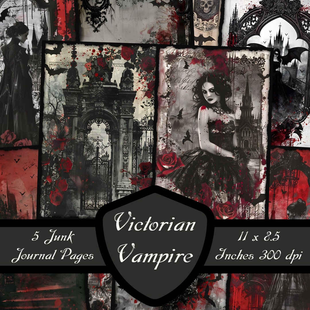Victorian Vampire Junk Journal Pages, Gothic Dracula Scrapbook Paper ...
