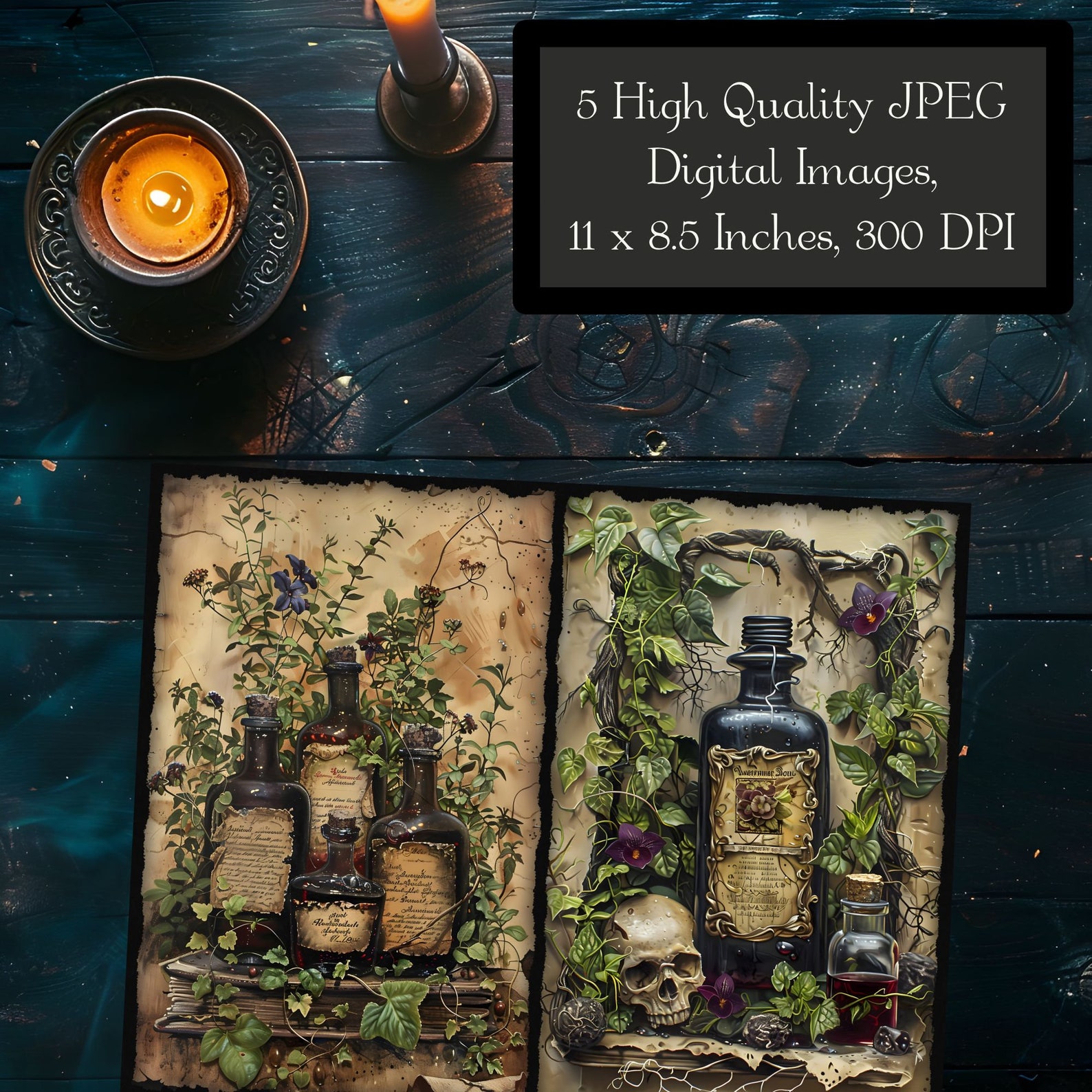 Druids Potions Junk Journal Pages, Mystic Apothecary Scrapbook Papers ...