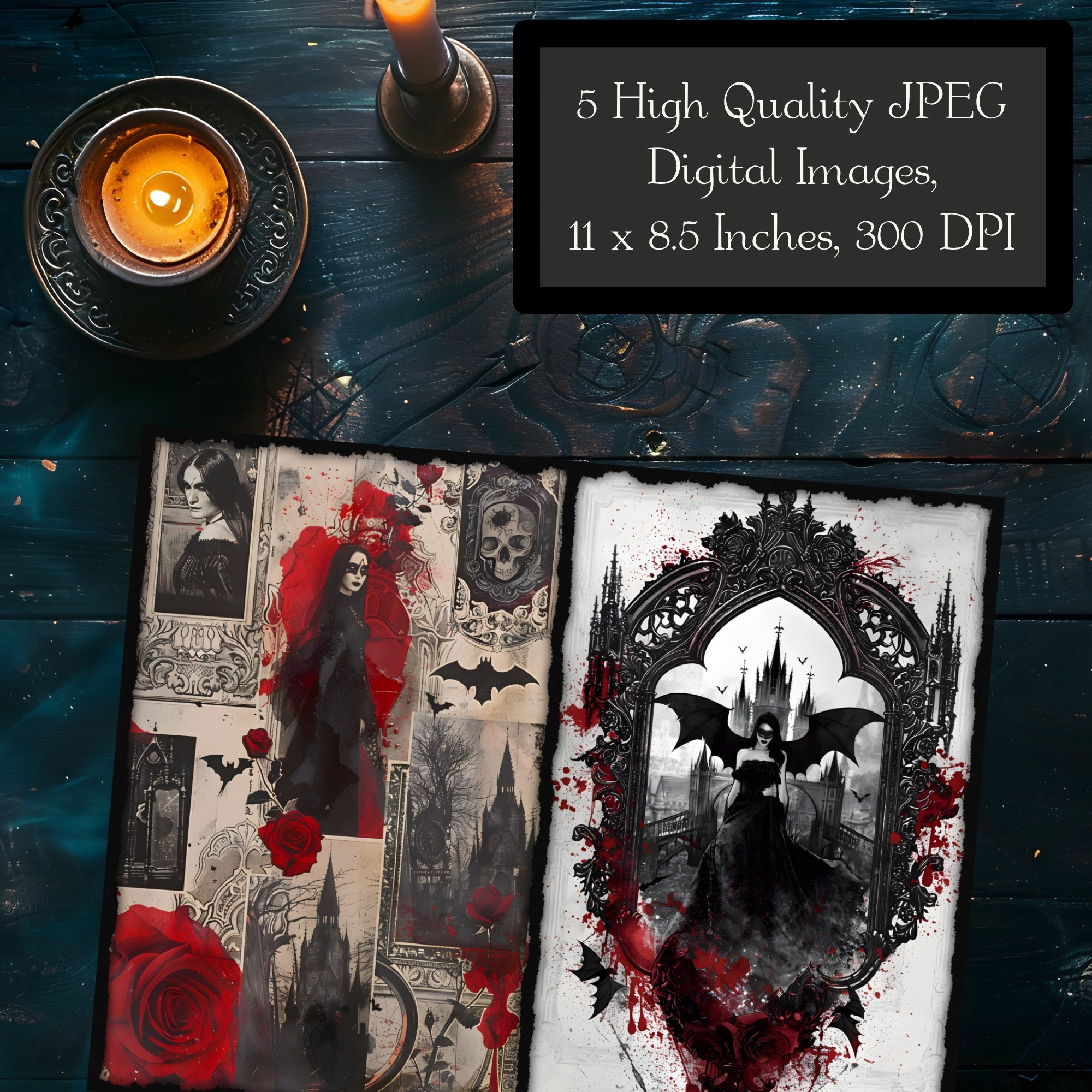 Victorian Vampire Junk Journal Pages, Gothic Dracula Scrapbook Paper ...