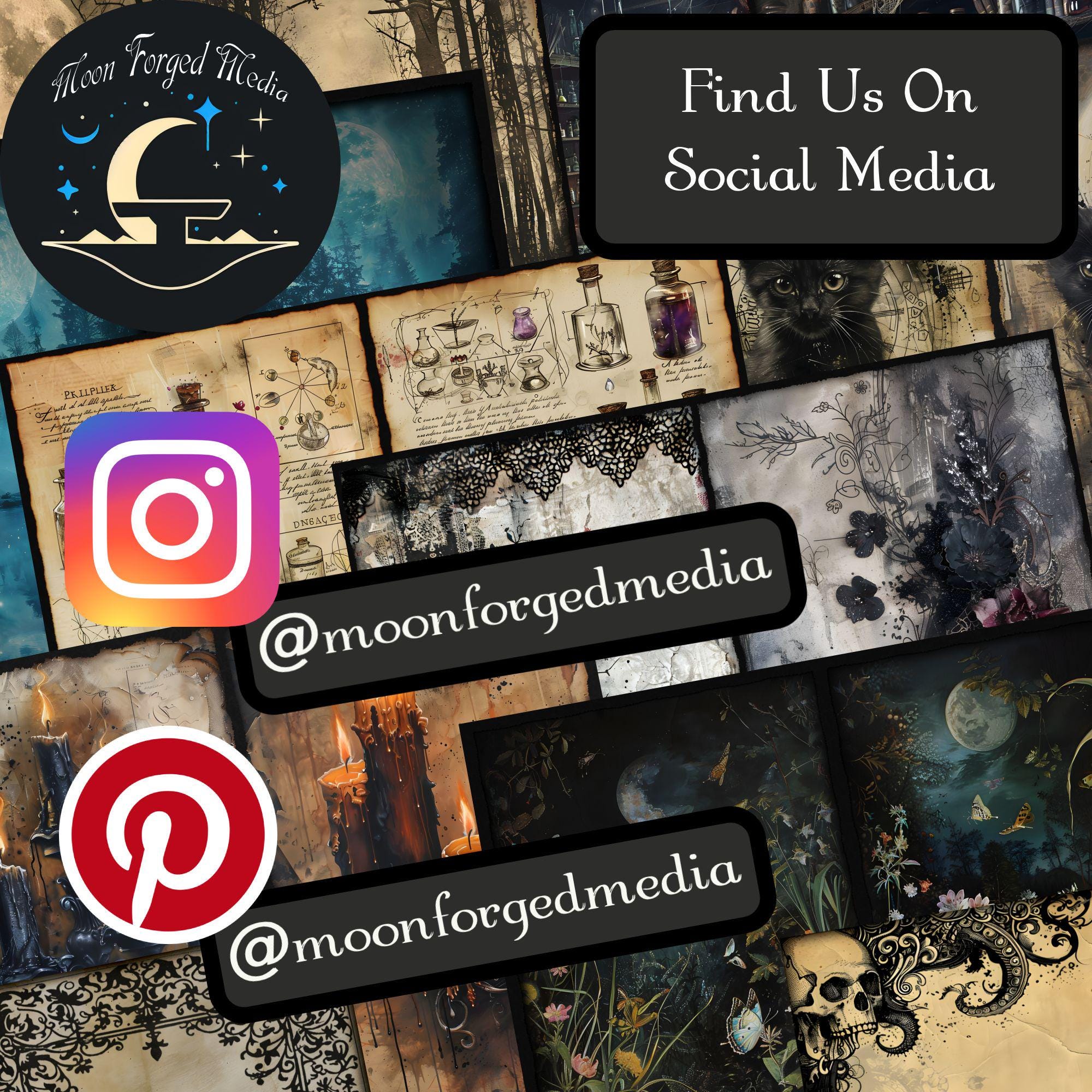 Gothic Handwriting Junk Journal Pages, Antique Letters Scrapbook Papers ...