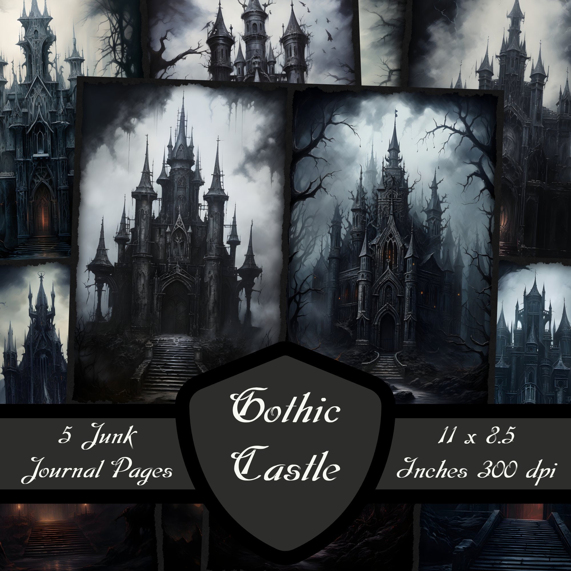 Gothic Castle Junk Journal Pages, Dark Fortress Scrapbook Paper ...