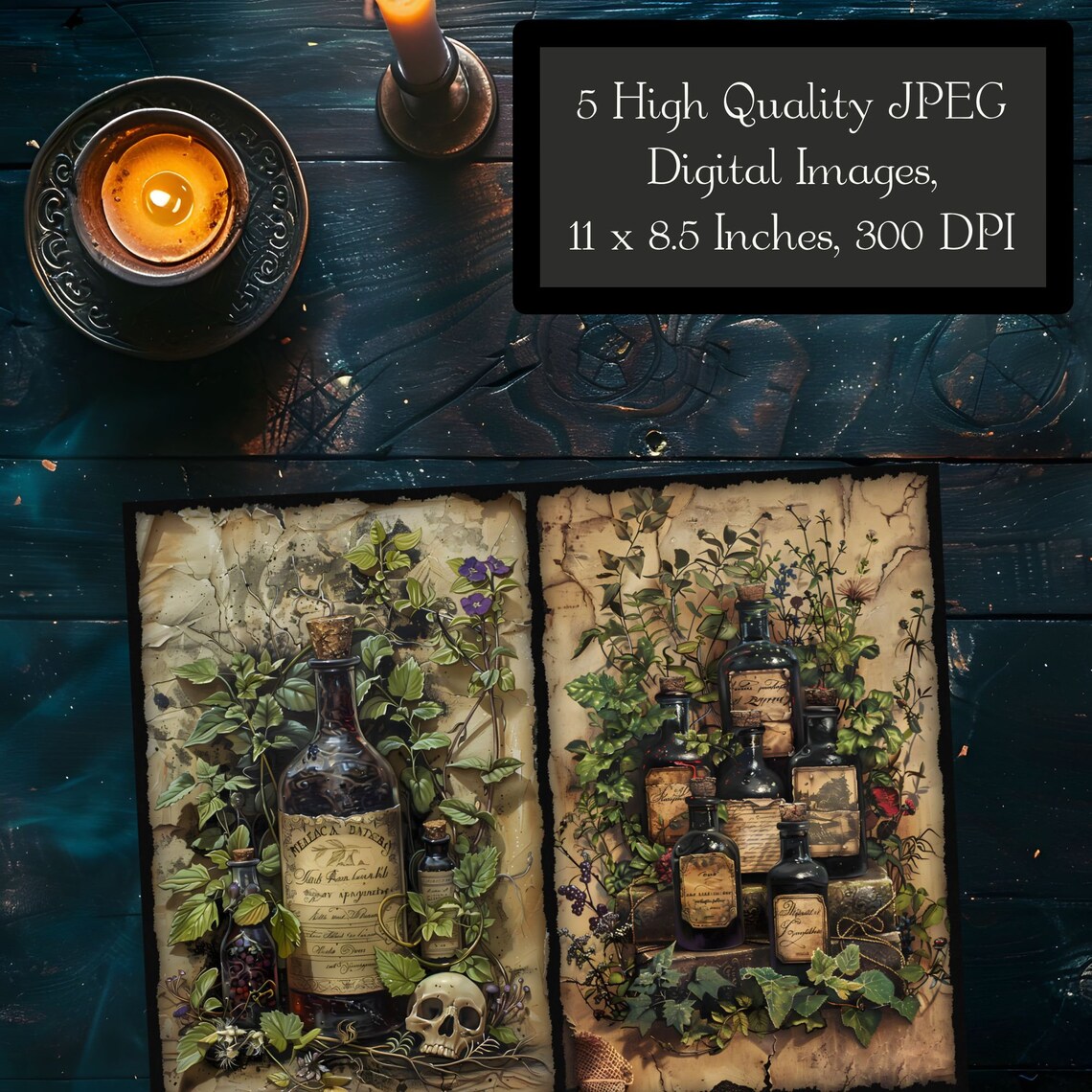 Druids Potions Junk Journal Pages, Mystic Apothecary Scrapbook Papers ...
