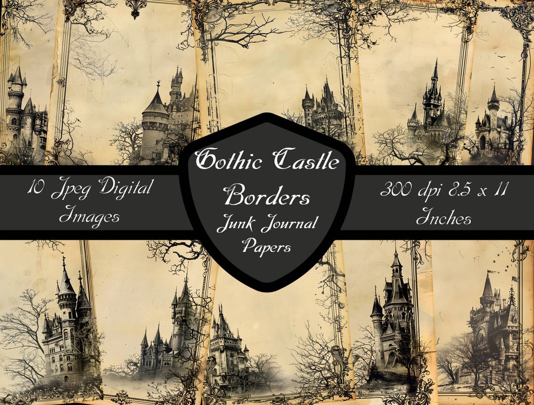 Gothic Castle Border Junk Journal Papers, Medieval Victorian Scrapbook ...