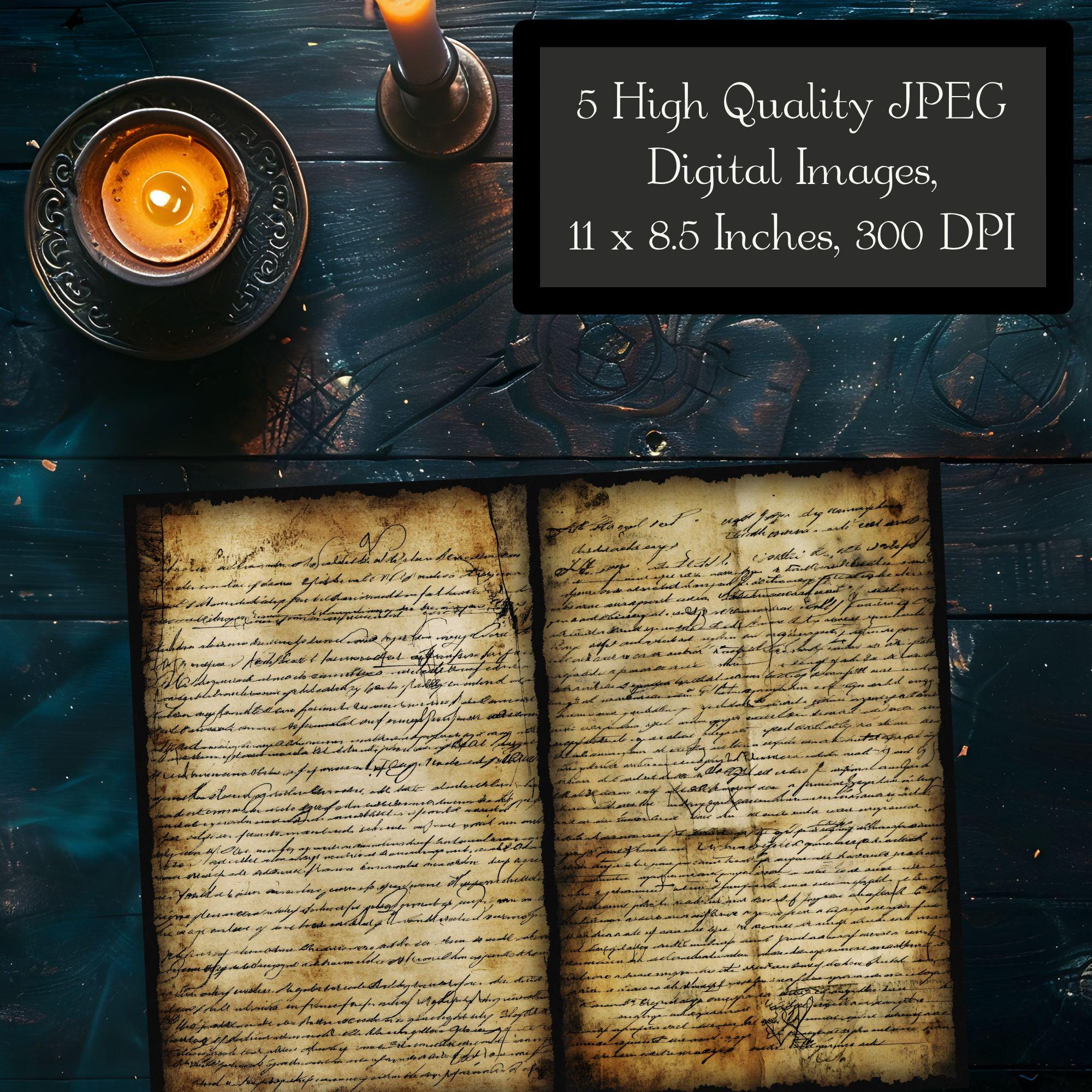 Gothic Handwriting Junk Journal Pages, Antique Letters Scrapbook Papers ...