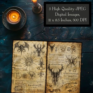 Dark Spell Junk Journal Pages, Monster Summon Scrapbook Paper Fantasy ...