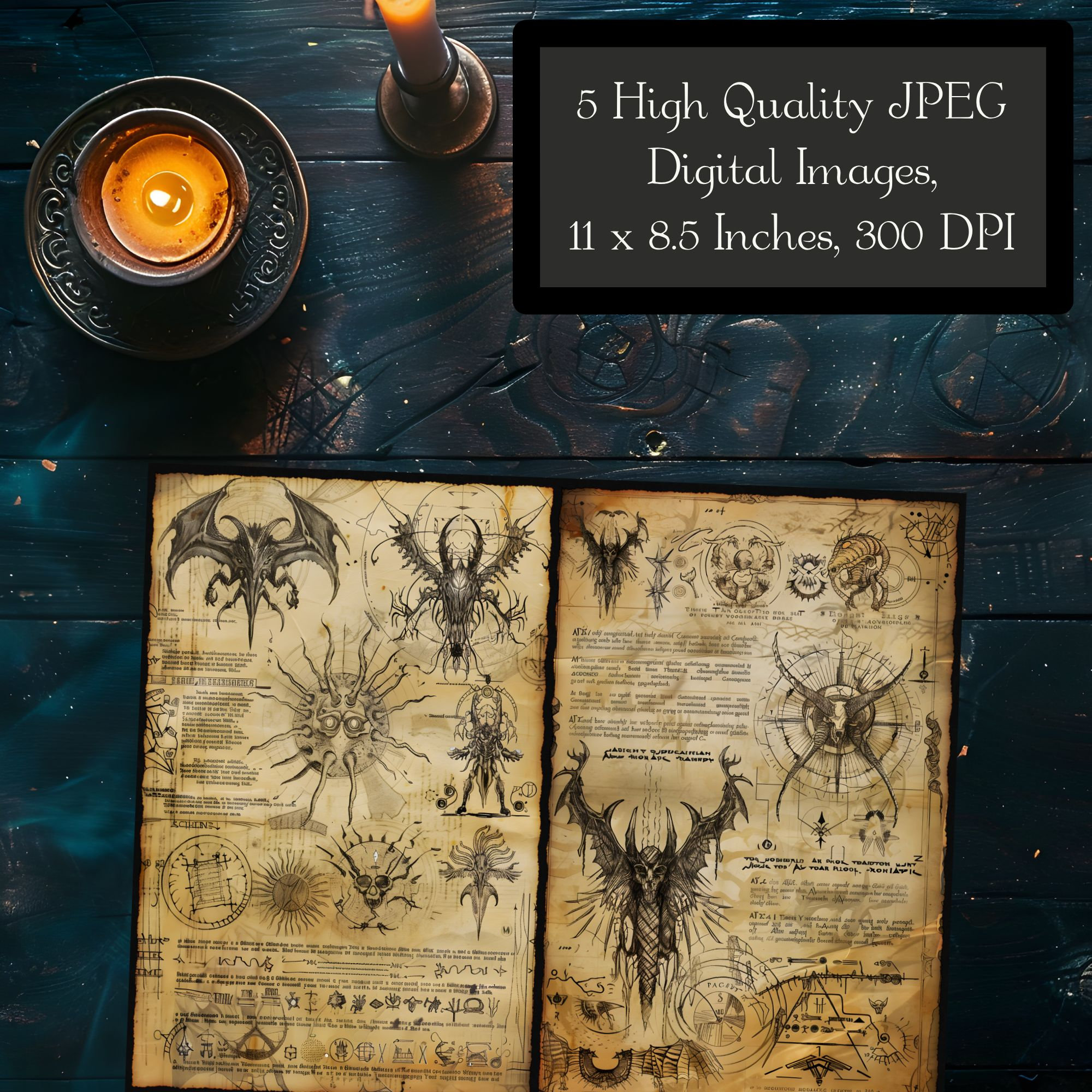 Dark Spell Junk Journal Pages, Monster Summon Scrapbook Paper Fantasy ...