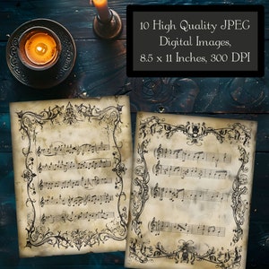 Gothic Music Sheets Junk Journal Papers, Dark Musical Scrapbook Pages ...