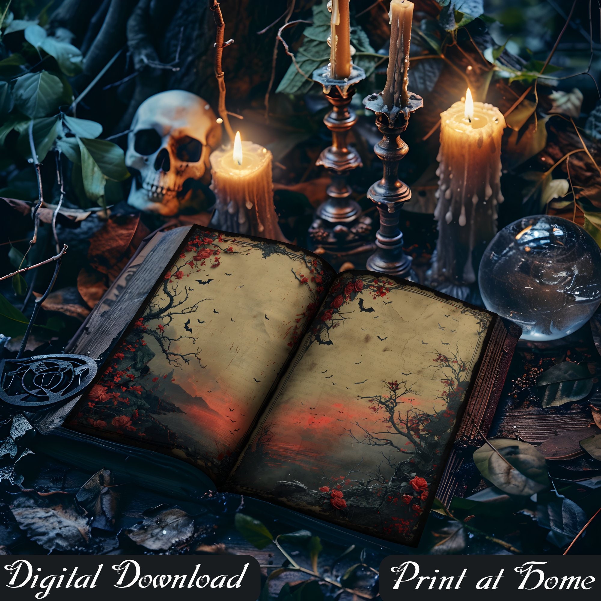 Vampire Border Junk Journal Pages, Dracula Frame Scrapbook Papers ...