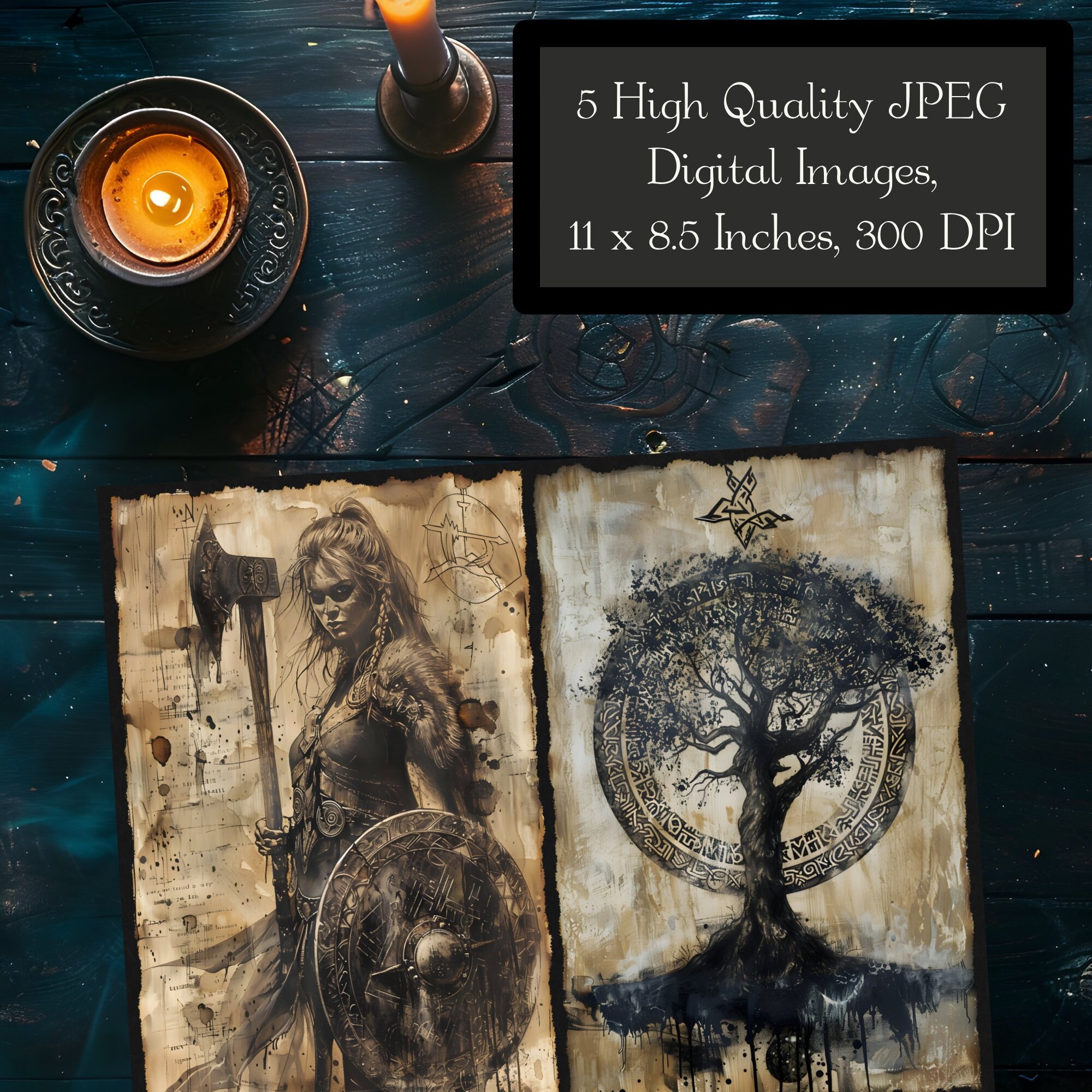 Dark Valkyrie Junk Journal Pages, Viking Warrior Women Scrapbook Paper ...