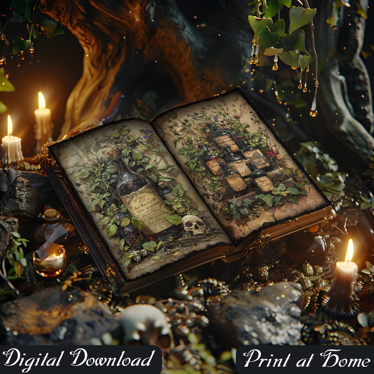 Druids Potions Junk Journal Pages, Mystic Apothecary Scrapbook Papers ...