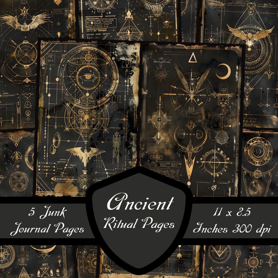 Ancient Ritual Junk Journal Pages, Dark Spell Scrapbook Papers Old ...