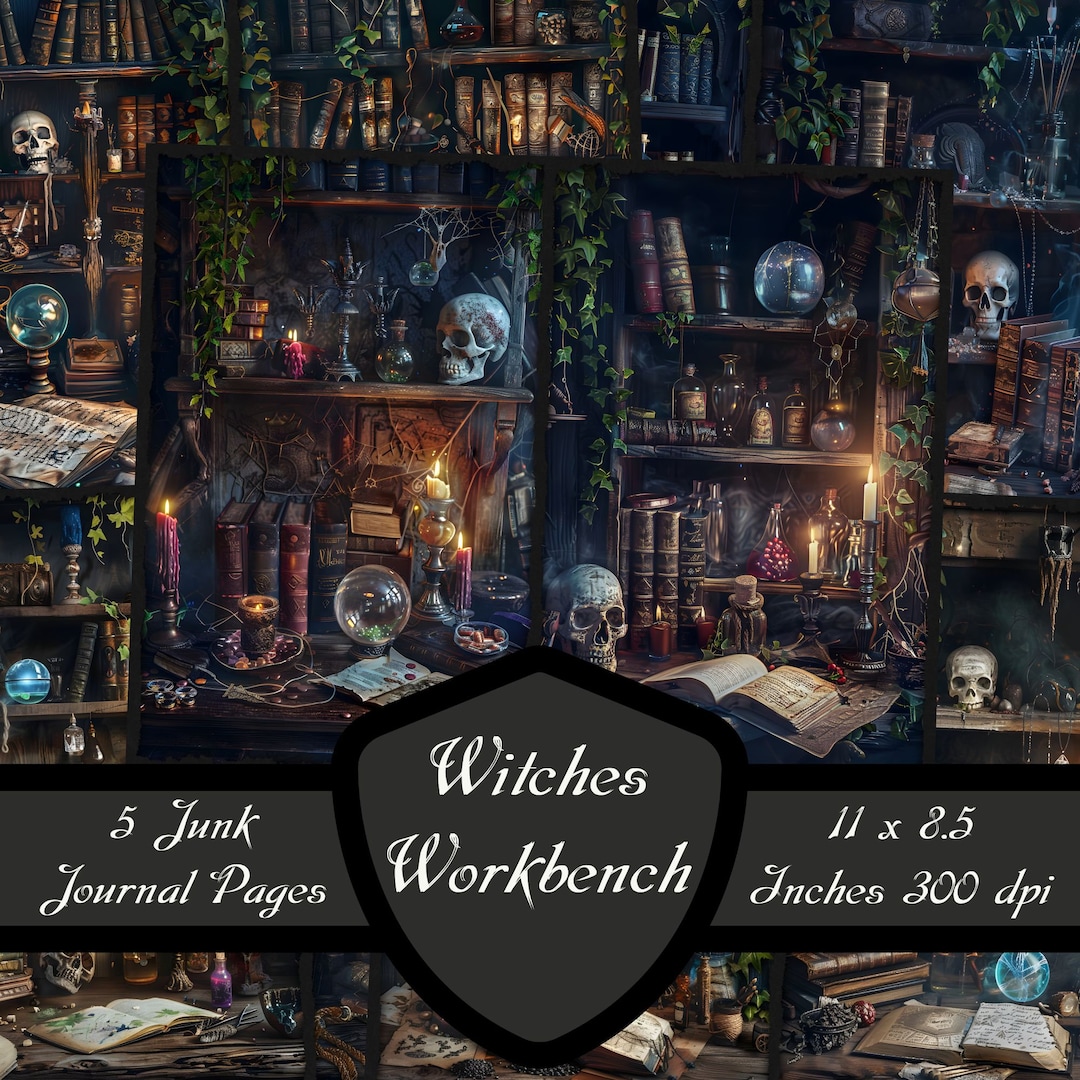 Witches Workbench Junk Journal Pages, Dark Academia Scrapbook Paper ...