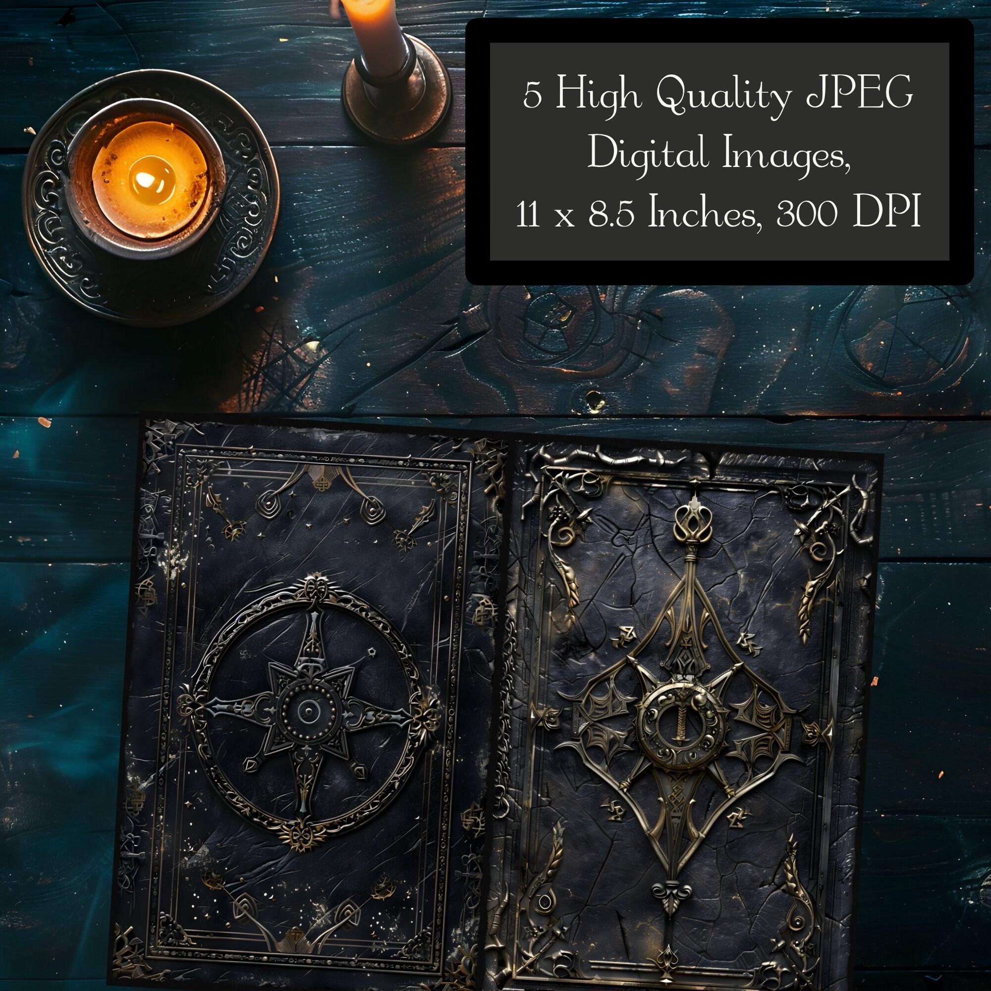 Dark Book Cover Junk Journal Pages, Gothic Tome Scrapbook Papers ...