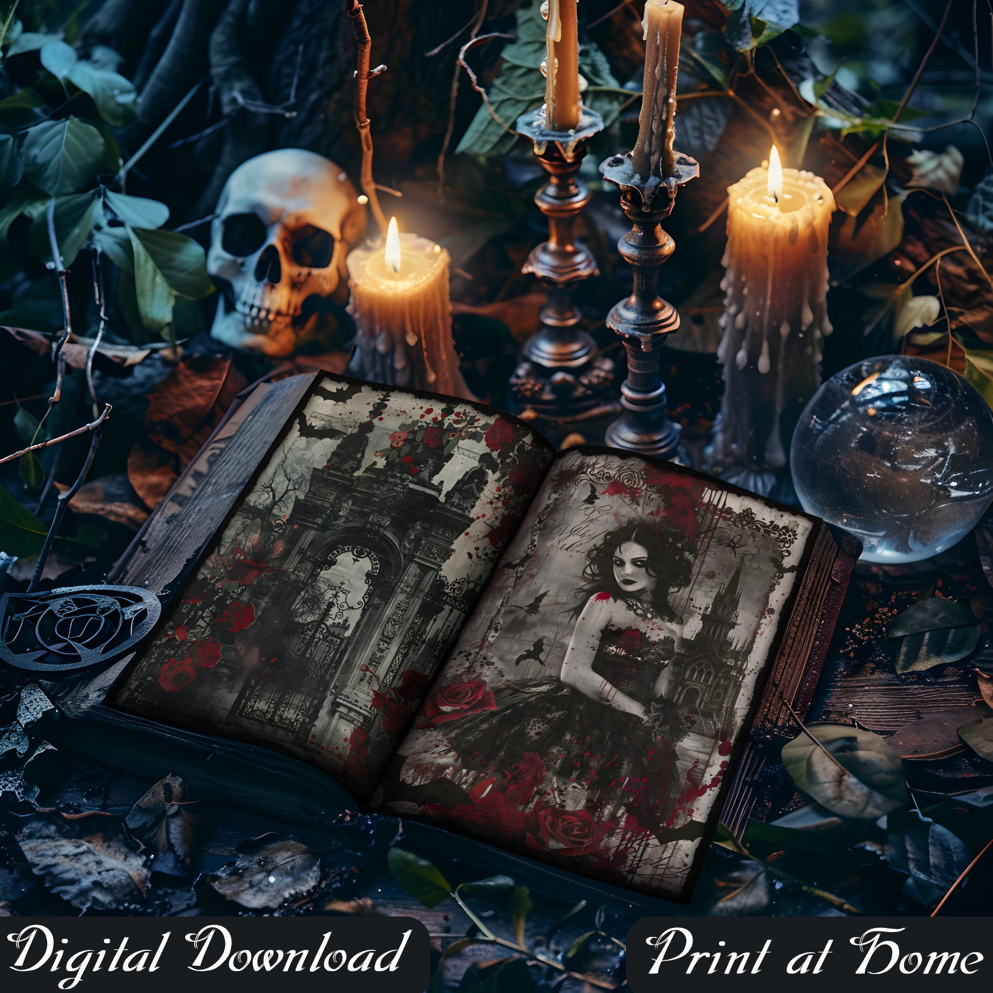 Victorian Vampire Junk Journal Pages, Gothic Dracula Scrapbook Paper ...