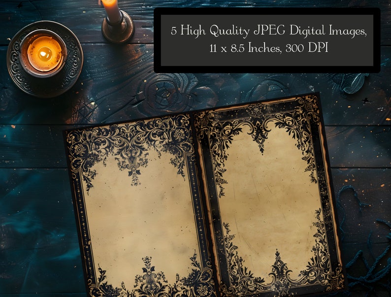 Gothic Blank Borders Junk Journal Pages, Dark Decorative Digital ...