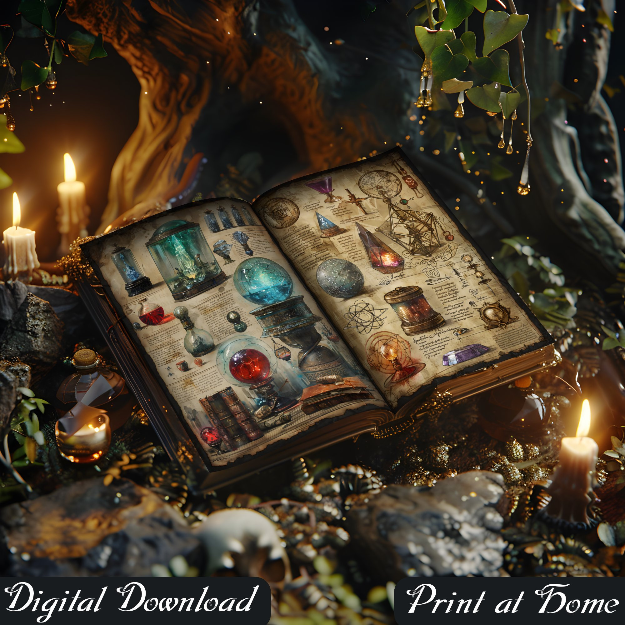 Magical Spell Junk Journal Pages, Enchanting Divination Scrapbook Paper ...