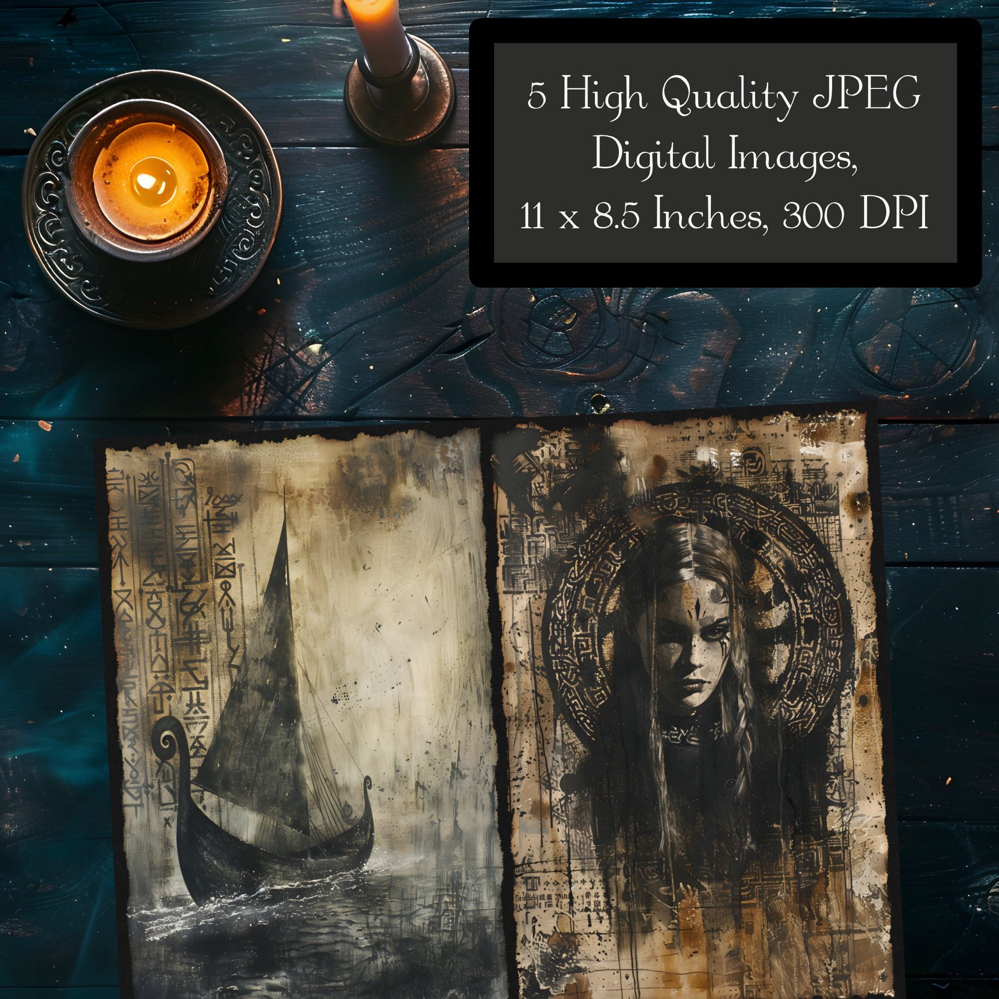 Dark Valkyrie Junk Journal Pages, Viking Warrior Women Scrapbook Paper ...