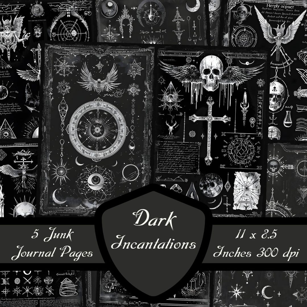 Dark Incantations Junk Journal Pages, Ancient Magic Scrapbook Paper ...