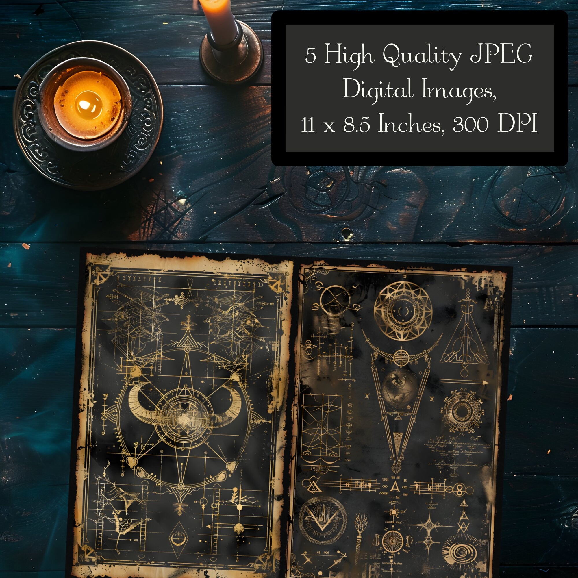 Ancient Ritual Junk Journal Pages, Dark Spell Scrapbook Papers Old ...
