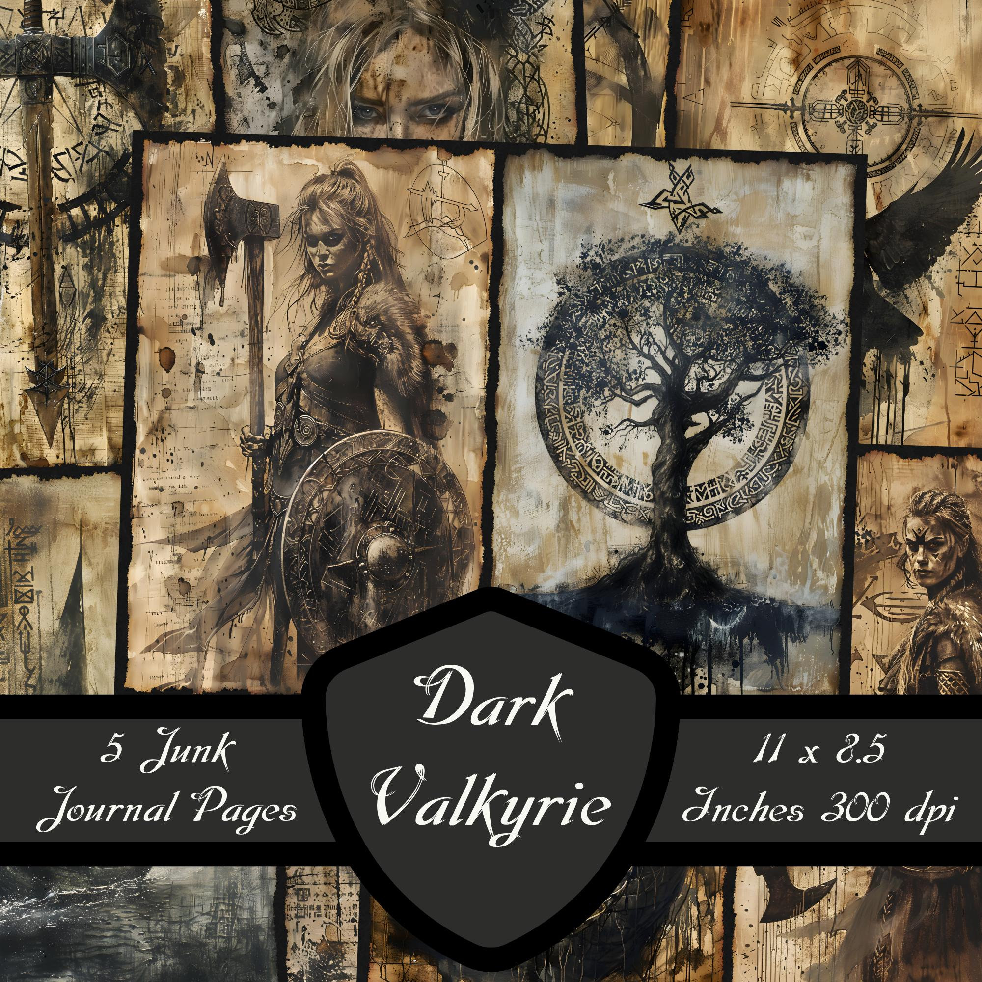 Dark Valkyrie Junk Journal Pages, Viking Warrior Women Scrapbook Paper ...
