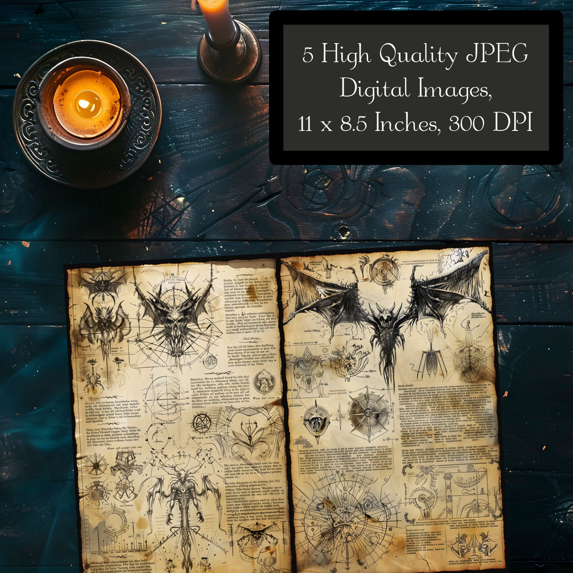 Dark Spell Junk Journal Pages, Monster Summon Scrapbook Paper Fantasy ...